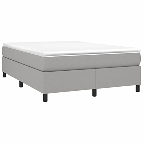 vidaXL Box Spring Bed with Mattress Home Bedroom Mattress Pad Double Bed Frame Base Foam Topper Furniture Light Gray 53.9"x74.8" Full Fabric