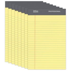 office depot® brand professional perforated pads, 5″ x 8″, narrow ruled, 50 sheets per pad, canary, pack of 8 pads