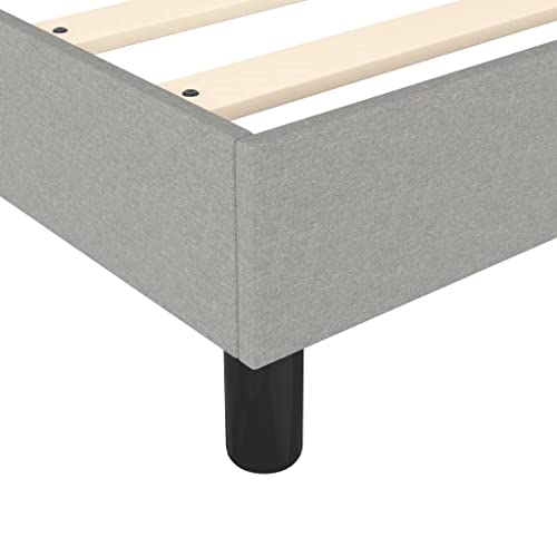 vidaXL Box Spring Bed with Mattress Home Bedroom Mattress Pad Double Bed Frame Base Foam Topper Furniture Light Gray 53.9"x74.8" Full Fabric