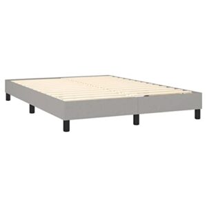 vidaXL Box Spring Bed with Mattress Home Bedroom Mattress Pad Double Bed Frame Base Foam Topper Furniture Light Gray 53.9"x74.8" Full Fabric