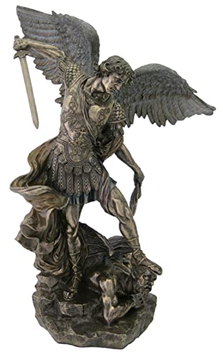 Top Collection Large 2 Feet 3 Inch (27”) Tall Archangel Saint Michael. Protection and Justice. Bronze Powder Mixed with Resin - Bronze Antique Finish.