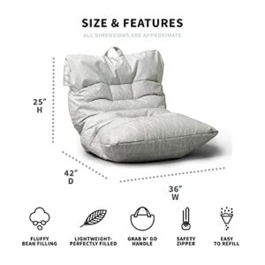 Big Joe Roma Bean Bag Chair, Moonstone Tessellation Lenox, 3ft & Bean Refill 2Pk Polystyrene Beans for Bean Bags or Crafts, 100 Liters per Bag