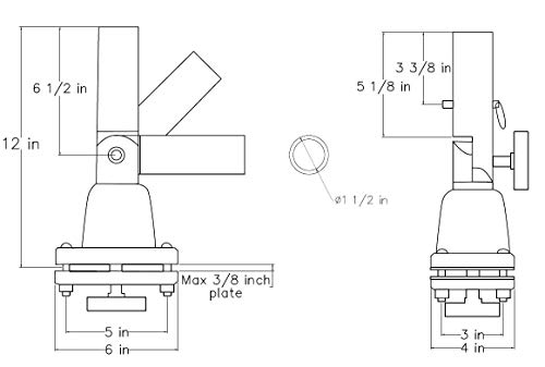 Raider OM100-2 T-TOP Outrigger Top Base Mounts, Pole Base (Pair)