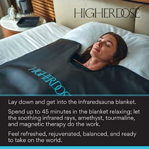 HigherDOSE Infrared Sauna Blanket - Portable Sauna for Home Therapy - Relax and Detox Your Body and Mind - Plush Thermal Heated Blanket - 71 x 71 Inches Green and Black