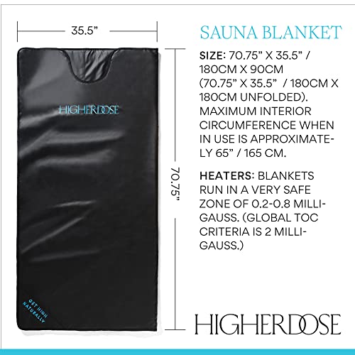 HigherDOSE Infrared Sauna Blanket - Portable Sauna for Home Therapy - Relax and Detox Your Body and Mind - Plush Thermal Heated Blanket - 71 x 71 Inches Green and Black