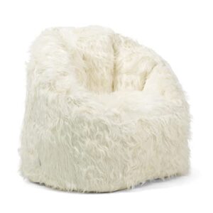 big joe milano bean bag chair, ivory shag fur, 2.5ft