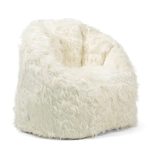 Big Joe Milano Bean Bag Chair, Ivory Shag Fur, 2.5ft