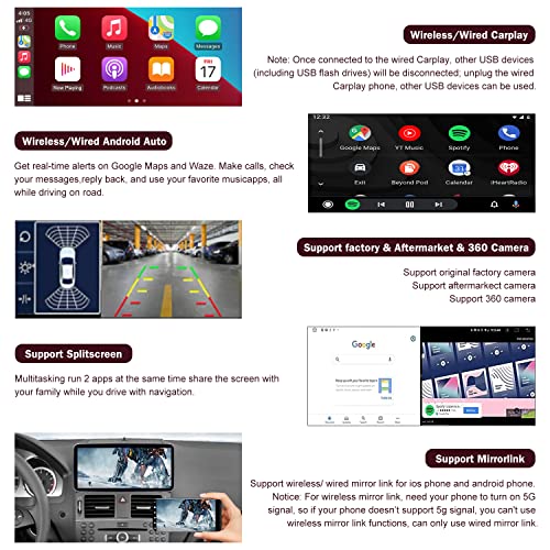 Road Top Android 12 Car Stereo 10.25" 8GB+128GB Car Touch Screen for Mercedes Benz C Class W204 2008 to 2010 Year with NTG4.0, Support Wireless Carplay, Global Weather, OTA Upgrade, Voice Control