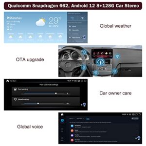 Road Top Android 12 Car Stereo 10.25" 8GB+128GB Car Touch Screen for Mercedes Benz C Class W204 2008 to 2010 Year with NTG4.0, Support Wireless Carplay, Global Weather, OTA Upgrade, Voice Control