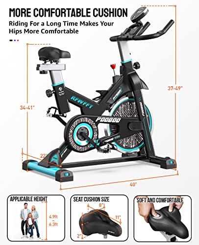 pooboo Magnetic Resistance Indoor Cycling Bike, Belt Drive Indoor Exercise Bike Stationary LCD Monitor with Ipad Mount ＆Comfortable Seat Cushion for Home Cardio Workout Cycle Bike Training Upgraded Version