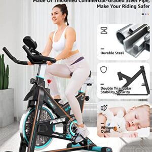 pooboo Magnetic Resistance Indoor Cycling Bike, Belt Drive Indoor Exercise Bike Stationary LCD Monitor with Ipad Mount ＆Comfortable Seat Cushion for Home Cardio Workout Cycle Bike Training Upgraded Version