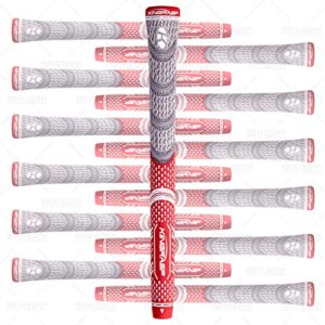 Wujiang|Hybrid Golf Grips 13 Pack |standard/medium size, All Weather Control and High Feedback Golf Club Grips ，6 colors to choose from PUNGENT (Red, Mid-Size)