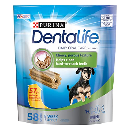 Purina DentaLife Made in USA Facilities Toy Breed Dog Dental Chews, Daily Mini - 58 ct. Pouch