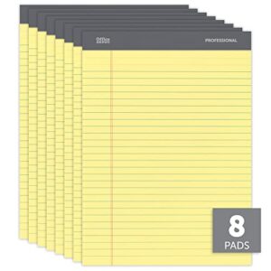 Office Depot Professional Legal Pad, 8 1/2in. x 11 3/4in., Legal Ruled, 50 Sheets Per Pad, Canary, Pack Of 8 Pads, 99527