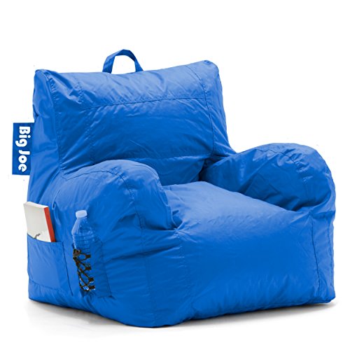 Big Joe Dorm Bean Bag Chair with Drink Holder and Pocket, Sapphire Smartmax, 3ft & Classic Bean Bag Chair, Sapphire Smartmax, 2ft Round