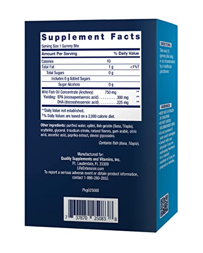 Life Extension Omega-3 Fish Oil Gummy Bites, EPA DHA Fatty acids, High-dose EPA DHA Support in a Delicious chewable Form, Non-GMO, Gluten Free, 36 Gummy Bites