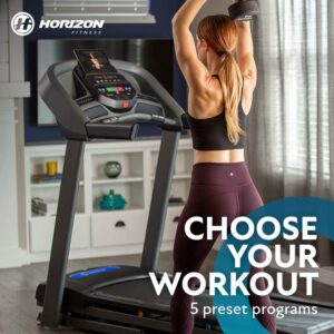 Horizon Fitness T101 Foldable Treadmill for Running and Walking with Bluetooth Connectivity, Incline, 300+ lbs Weight Capacity, Running Machine for Home Exercise