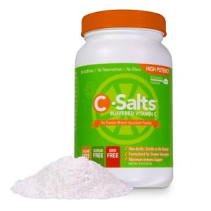 c-salts buffered vitamin c powder 4000mg, high dose vitamin c supplement drink, no sodium, ascorbate megadose for sensitive stomachs, corn free non-gmo vegan antioxidant immune energy support 8oz