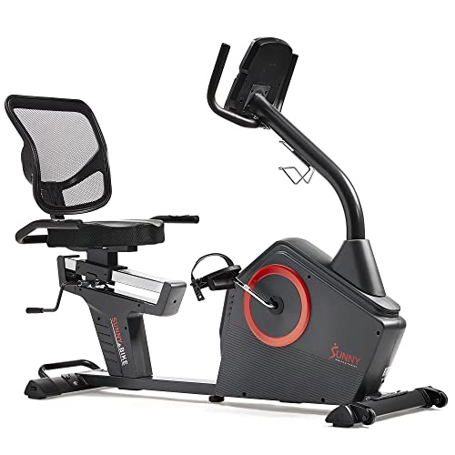 Sunny Health & Fitness Premium Magnetic Resistance Smart Recumbent Bike with Exclusive SunnyFit® App Enhanced Bluetooth Connectivity - SF-RB4850SMART