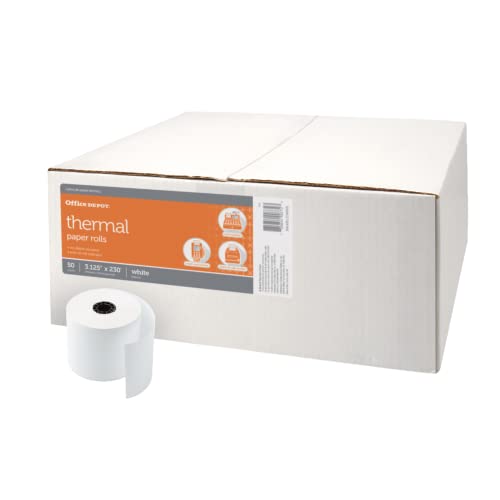 Office Depot Thermal Paper Rolls, 3 1/8in. x 230ft., White, Carton Of 50, 818629