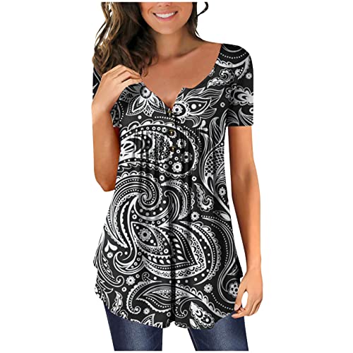 Corset Tops for Women Women's Tops Plus Size Hide Belly Tunic 2023 Summer Short Sleeve T Shirts Henley Cute Tshirts Dressy Casual Blouses Lantern Sleeve Dress