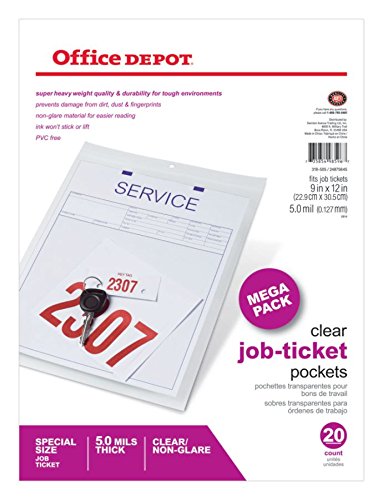 Office Depot Job Ticket Holders, 9in. x 12in, Pack of 20, R179919