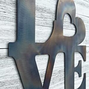 Top Brass Love/Heart Metal Wall Decor Art - 12" Rustic Torched Finish Glossy Sign