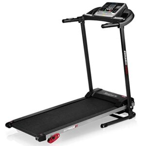 serenelife folding treadmill – foldable home fitness equipment with lcd for walking & running – cardio exercise machine – 4 incline levels – 12 preset or adjustable programs – bluetooth connectivity