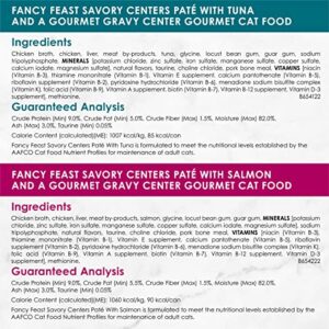 Purina Fancy Feast Pate Wet Cat Food Variety Pack, Savory Centers Pate With a Gravy Center - (2 Packs of 12) 3 oz. Pull-Top Cans