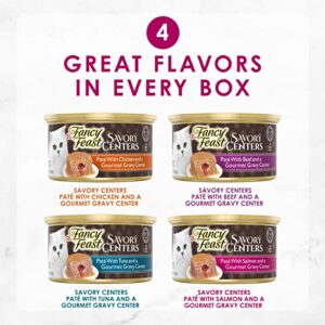 Purina Fancy Feast Pate Wet Cat Food Variety Pack, Savory Centers Pate With a Gravy Center - (2 Packs of 12) 3 oz. Pull-Top Cans