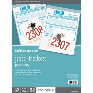 office depot job ticket holders, 9in. x 12in., pack of 10, 179919