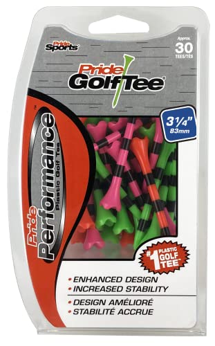 PRIDE GOLF TEE "Pride Performance Striped Golf Tees (Pack of 30), 3-1/4"", Citrus Mix