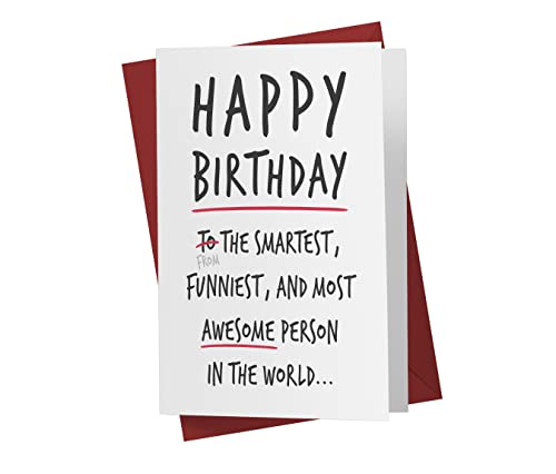 Funny Birthday Card For Men and Women, Single Large 5.5 x 8.5 Happy Birthday Card For Him Or Her, Birthday Card For Husband, Birthday Card For Brother, Nephew, Niece - Karto - To From Smartest