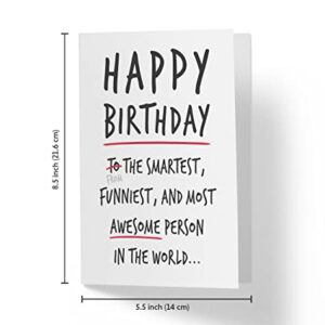 Funny Birthday Card For Men and Women, Single Large 5.5 x 8.5 Happy Birthday Card For Him Or Her, Birthday Card For Husband, Birthday Card For Brother, Nephew, Niece - Karto - To From Smartest