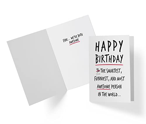 Funny Birthday Card For Men and Women, Single Large 5.5 x 8.5 Happy Birthday Card For Him Or Her, Birthday Card For Husband, Birthday Card For Brother, Nephew, Niece - Karto - To From Smartest