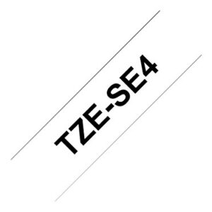 Brother TZe-SE4 Labelling Tape Cassette, Black on White, 18mm (W) x 8M (L), Security, Brother Genuine Supplies