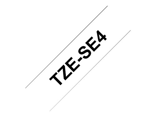 Brother TZe-SE4 Labelling Tape Cassette, Black on White, 18mm (W) x 8M (L), Security, Brother Genuine Supplies