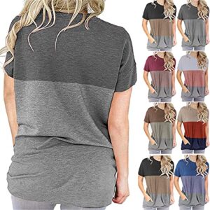 Andongnywell Women's Casual Bat Sleeve Crew Neck T-Shirt Loose Color Block Tops Blouse With pocket (Multicolor3,X-Large,,,)