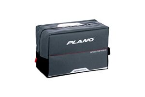 plano weekend series 3600 fold-down speedbag, gray fabric, includes 2 3600 stowaway utility boxes, fishing tackle soft storage bag with ez label system