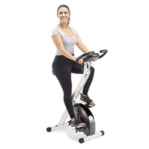 marcy foldable exercise bike with adjustable resistance for cardio workout and strength training ns-652