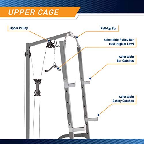 Marcy Pro Deluxe Cage System with Weightlifting Bench All-in-One Home Gym Equipment PM-5108