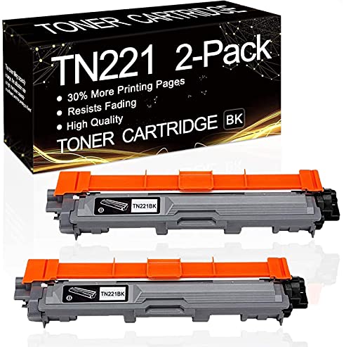 2 Pack TN-221 Black TN221BK Compatible Toner Cartridge Replacement for Brother HL-3140CW HL-3180CDW HL-3170CDW HL-3150CDN MFC-9130CW MFC-9140CDN MFC-9330CDW DCP-9015CDW Printer,by SinaToner.