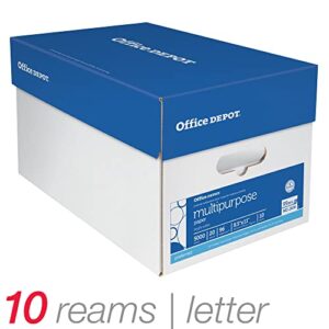 Office Depot® Brand Multi-Use Print & Copy Paper, Letter Size (8 1/2" x 11"), 96 (U.S.) Brightness, 20 Lb, White, 500 Sh