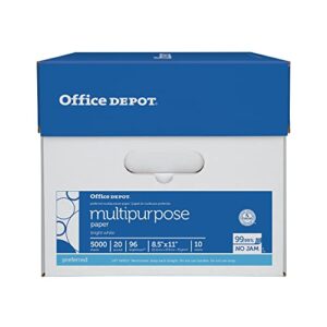 Office Depot® Brand Multi-Use Print & Copy Paper, Letter Size (8 1/2" x 11"), 96 (U.S.) Brightness, 20 Lb, White, 500 Sh