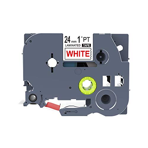 IDIK 1PK Red on White Standard Laminated Label Tape Compatible for Brother P-Touch TZe-252 TZ252 TZe252(24mm x 8m)