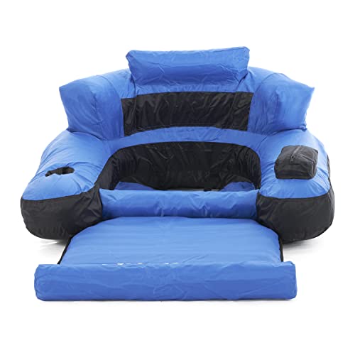 Swimline Inflatable Durable Fabric Swimming Pool Floating Lounger Chair with Armrest, Backrest, and Built-in Cupholder for Adults and Kids, Blue