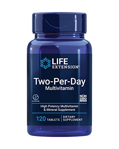 Life Extension Two-Per-Day High Potency Multi-Vitamin & Mineral Supplement - Vitamins, Minerals, Plant Extracts, Quercetin, 5-MTHF Folate & More - Gluten-Free - Non-GMO - 120 Tablets