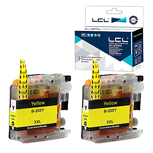 LCL Compatible Ink Cartridge Replacement for Brother LC205Y XXL Super High Yield MFC-J4320DW J4420DW J4620DW MFC-J4320DW J4420DW J4620DW J5520DW J5620DW J5720DW(Yellow 2-Pack)