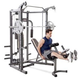 marcy smith cage machine with workout bench and weight bar home gym equipment sm-4008