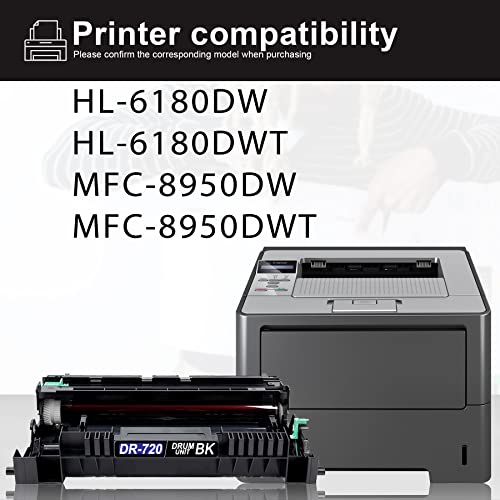 ALUMUINK Super high Yield [Black, 1-Pack] Drum Unit Compatible DR-720 DR720 Replacement for Brother HL-6180DW 6180DWT MFC-8950DW 8950DWT Drum Unit Printers